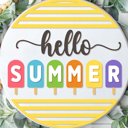 Hello Summer Welcome Sign Flip Flop Door Hanger Svg Summer Etsy