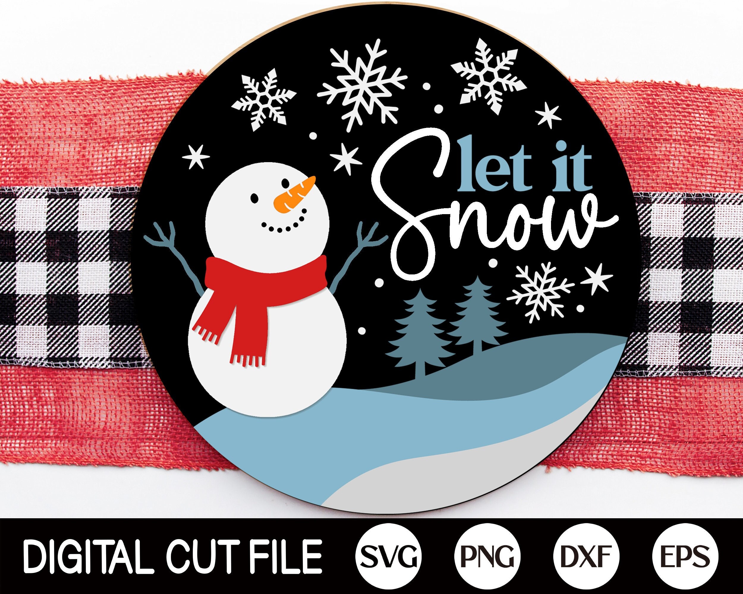 Let It Snow Welcome Sign SVG Christmas Door Hanger SVG - Etsy