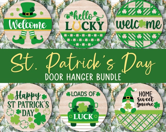 St Patrick Door Hanger Bundle Welcome Sign SVG St Patricks | Etsy