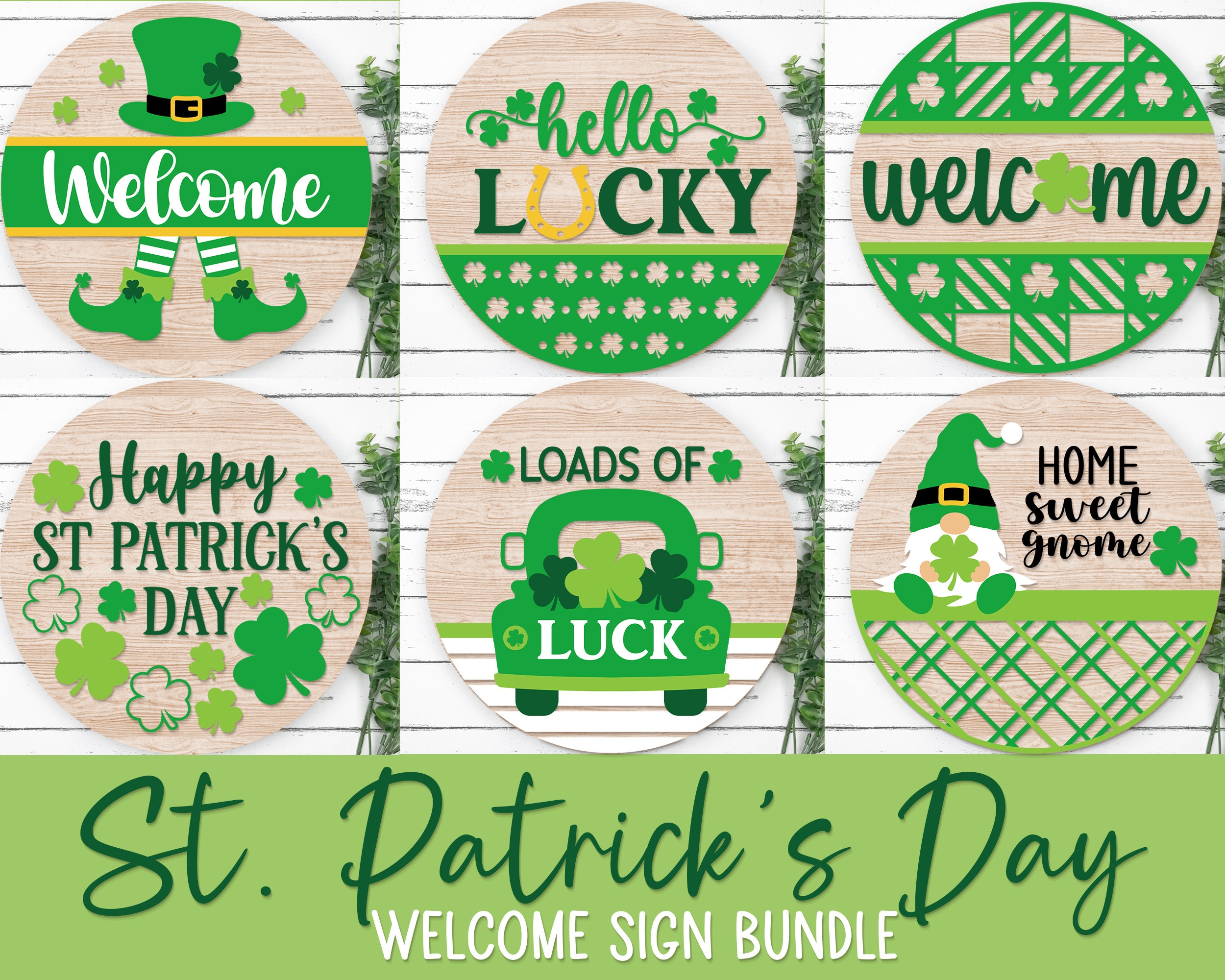 St Patricks Day Welcome Sign Bundle Door Hanger SVG St - Etsy