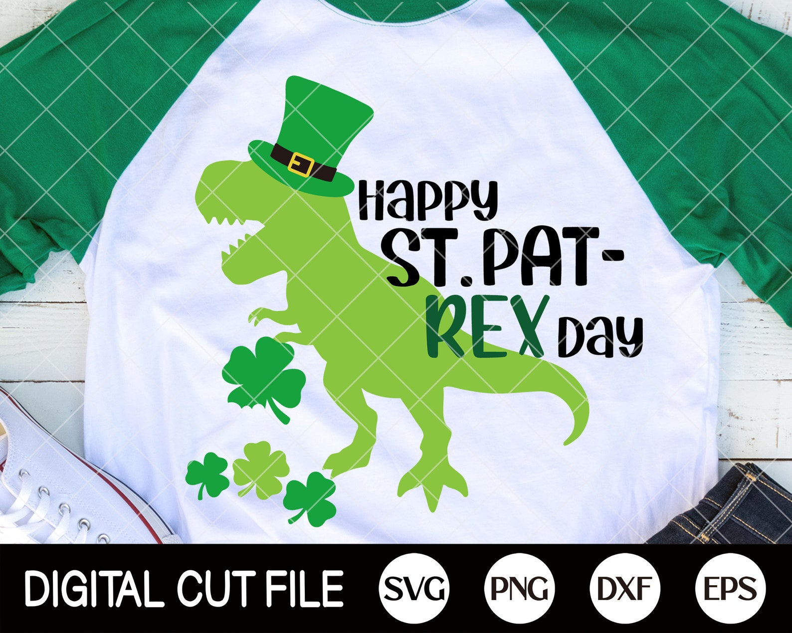 St Patrick's Day Svg Shamrock Svg Dinosaur Svg Clover - Etsy