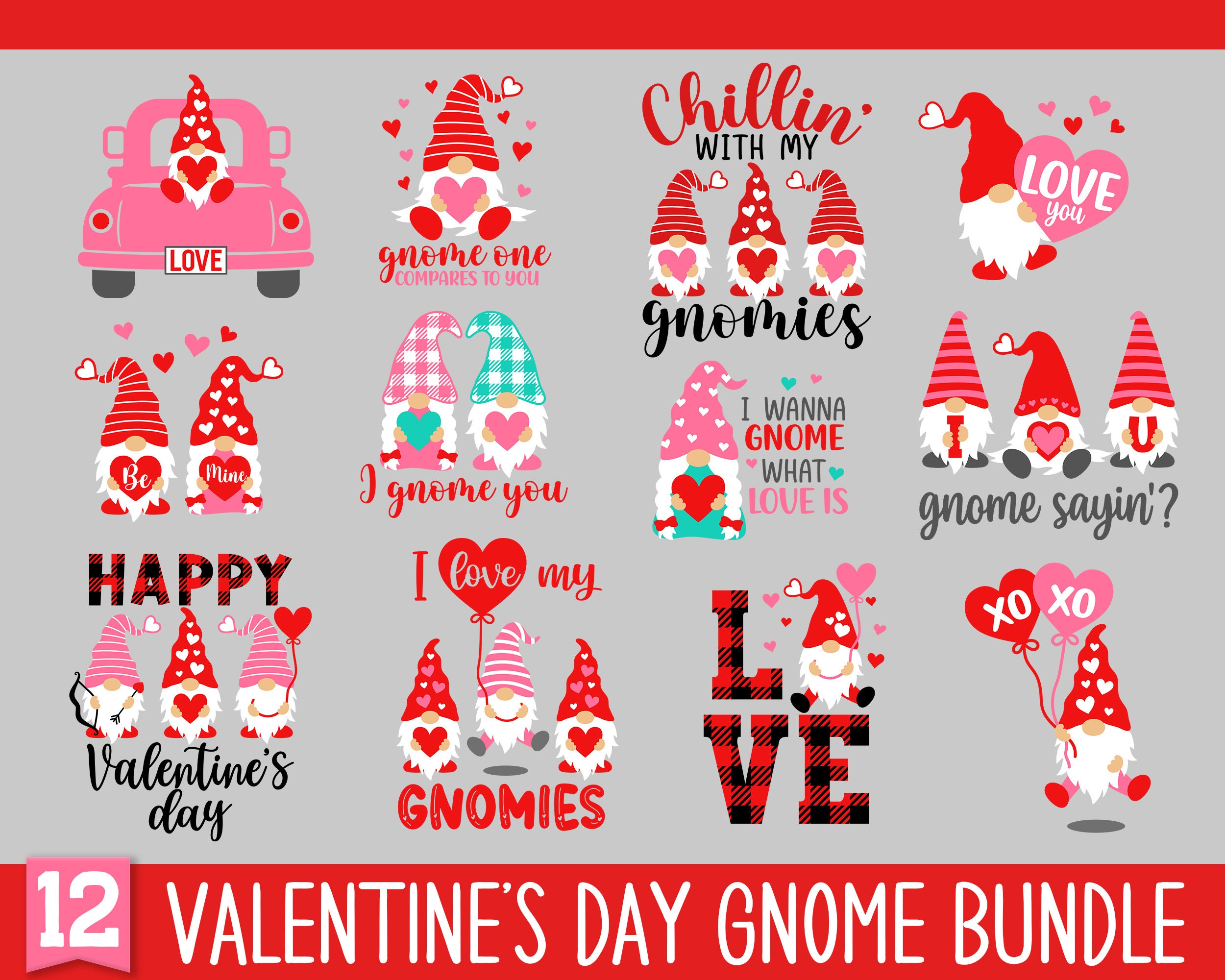 Valentine Gnome SVG Bundle Valentines Day Bundle Gnomes Png - Etsy