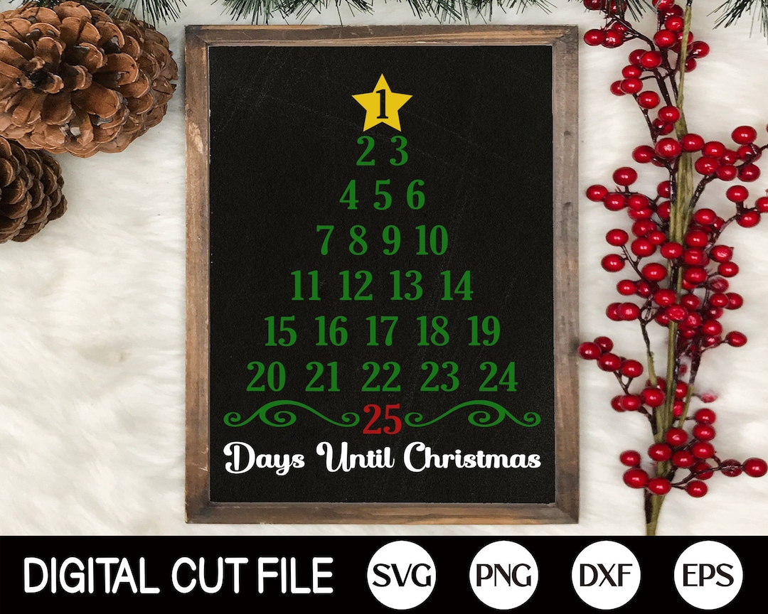 Cuenta regresiva de Navidad SVG, Árbol de Navidad SVG, Días hasta ...