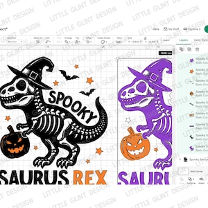 Halloween Dinosaur Skeleton SVG PNG, Spooky Saurus Rex, Retro Halloween ...
