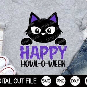 Happy Howl-o-ween Svg, Halloween Svg, Spooky Svg, Black Cat Clip Art ...