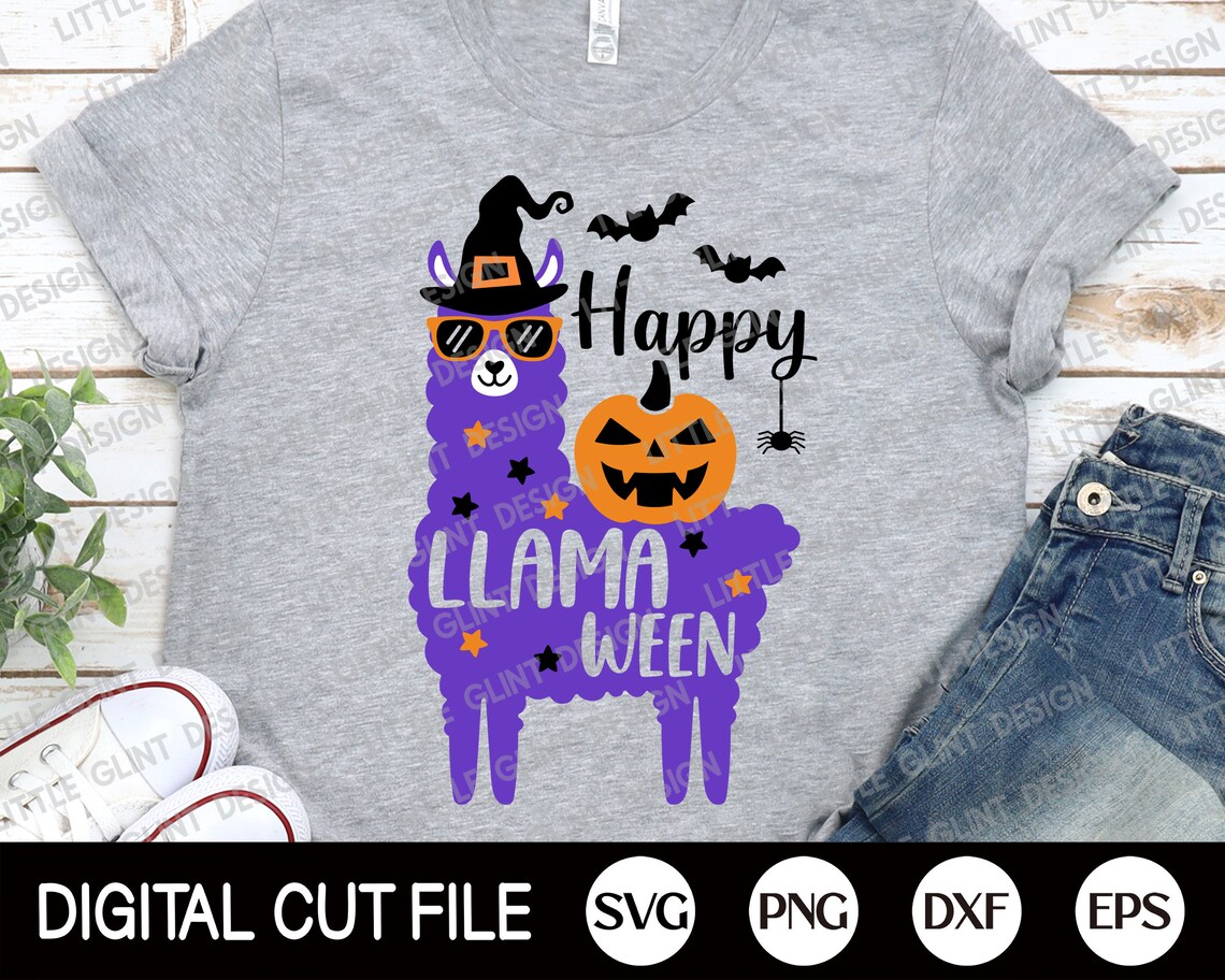 Happy Llamaween Svg Halloween Svg Witch Llama Spooky Svg | Etsy
