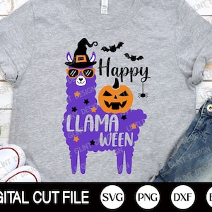 Happy Llamaween Svg, Halloween Svg, Witch Llama, Spooky Svg, Halloween ...