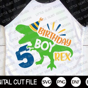Dinosaur Birthday Boy Rex Svg, 5th Birthday Svg, Birthday Boy, T-rex Svg, Kids Five Birthday ...