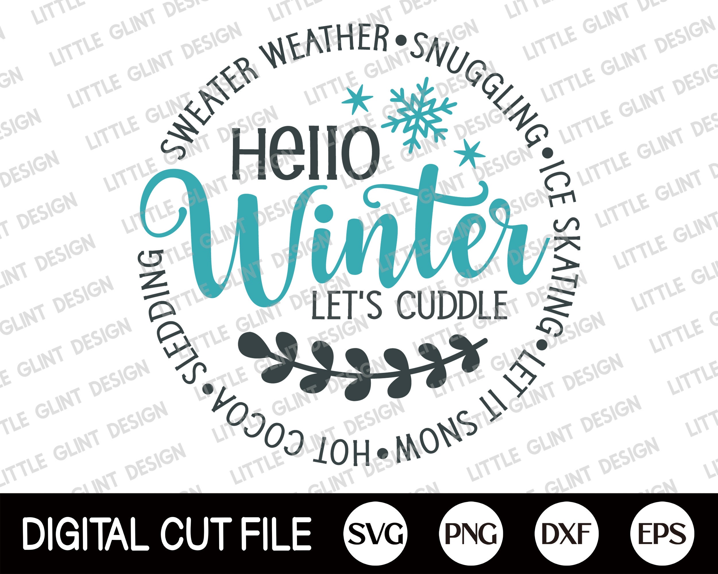 Hello Winter Sign SVG Farmhouse Svg Round Sign Svg Welcome | Etsy