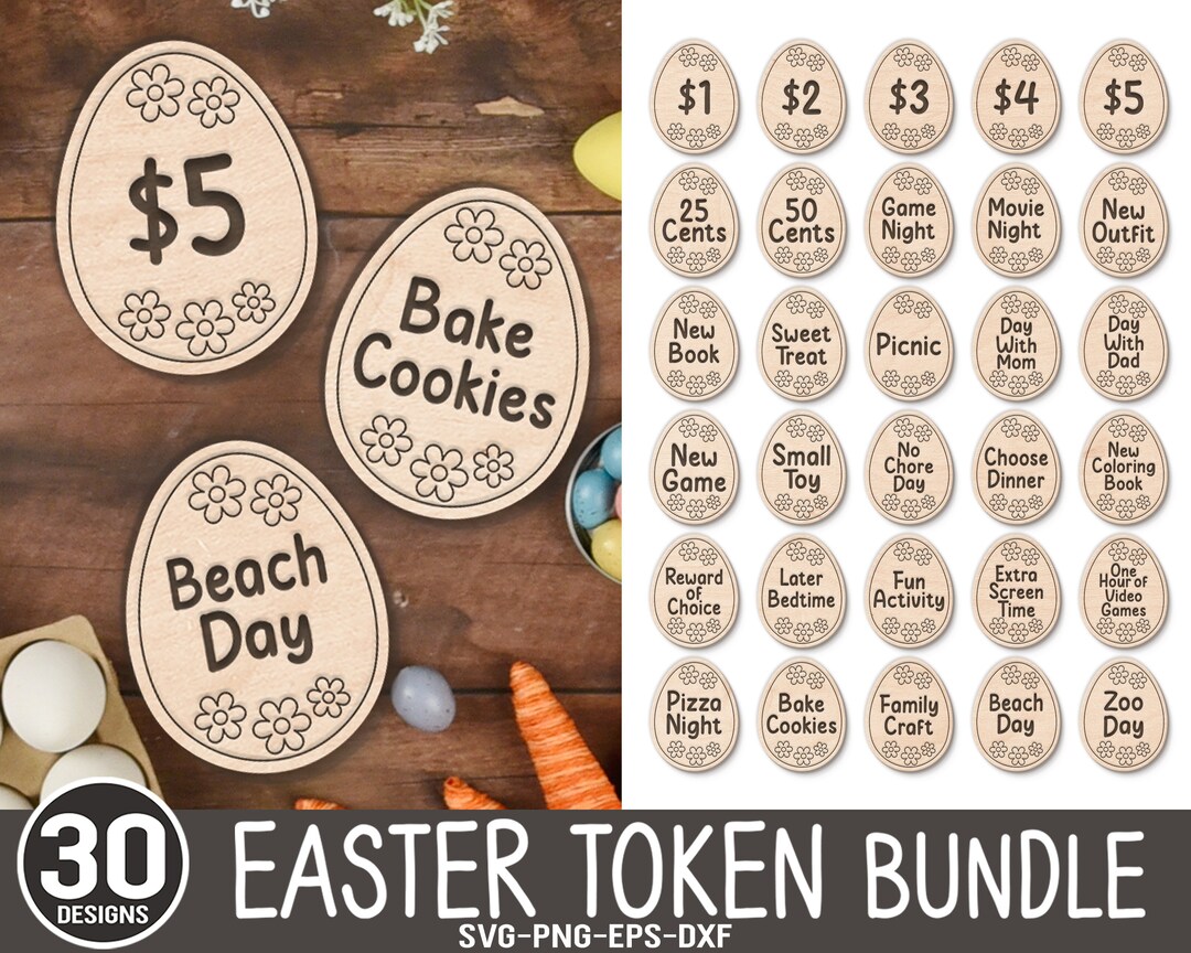 Redeemable Easter Token SVG, Kids Easter Laser Files, Easter Coin SVG ...