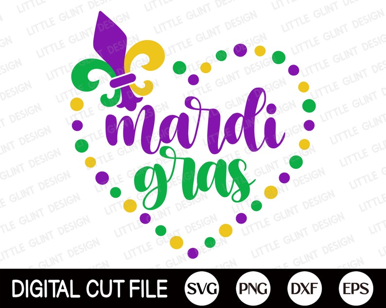 Heart Mardi Gras Svg Fat Tuesday Svg Fleur De Lis Svg Mardi - Etsy