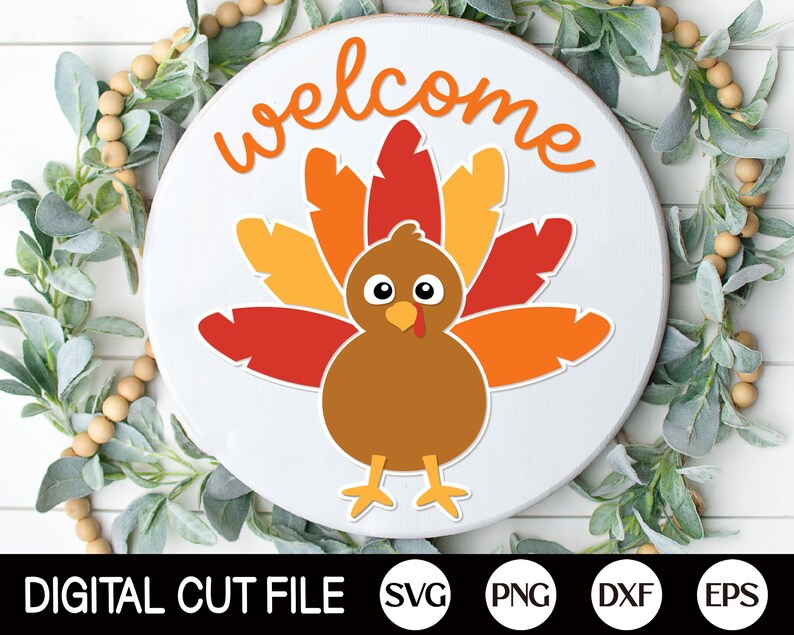 Thanksgiving Turkey Welcome Sign SVG Thanksgiving Door Hanger - Etsy
