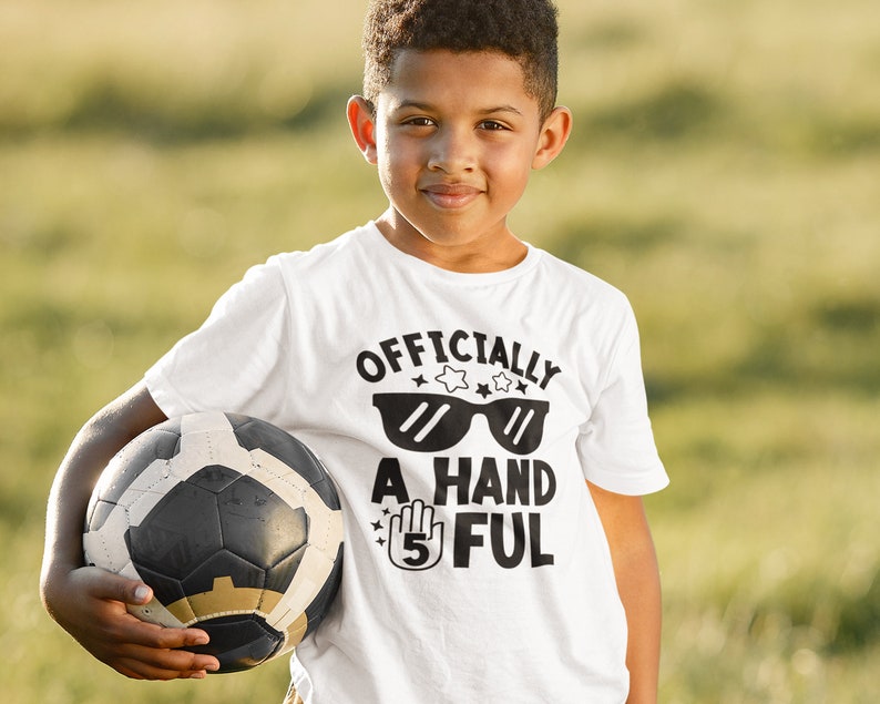 Officially a Handful Svg, Fifth Birthday Svg, 5th Birthday Party Shirt ...