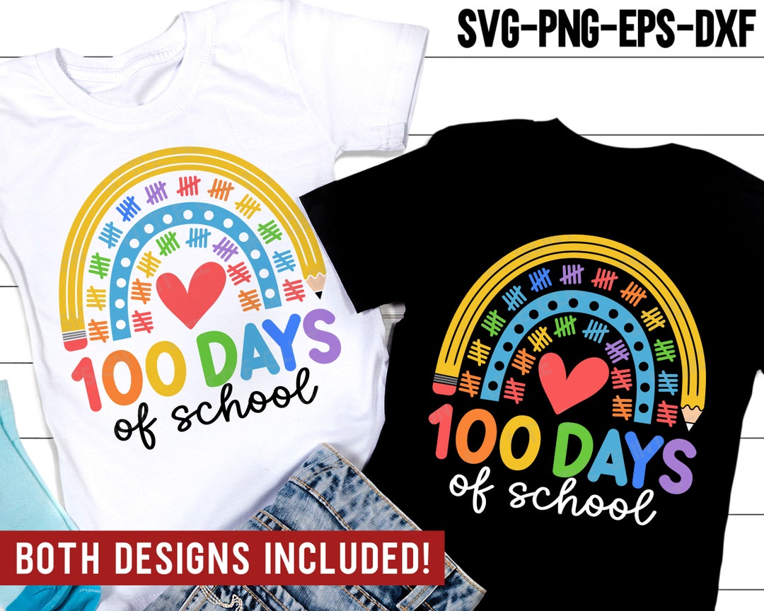 100 Days of School Rainbow SVG, 100 Days of School SVG, Happy 100 Days ...