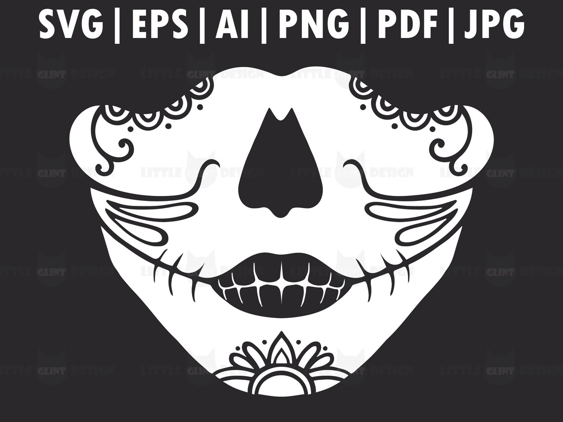 Skull Face Mask SVG halloween mask svg Skull Mask Clip Art | Etsy