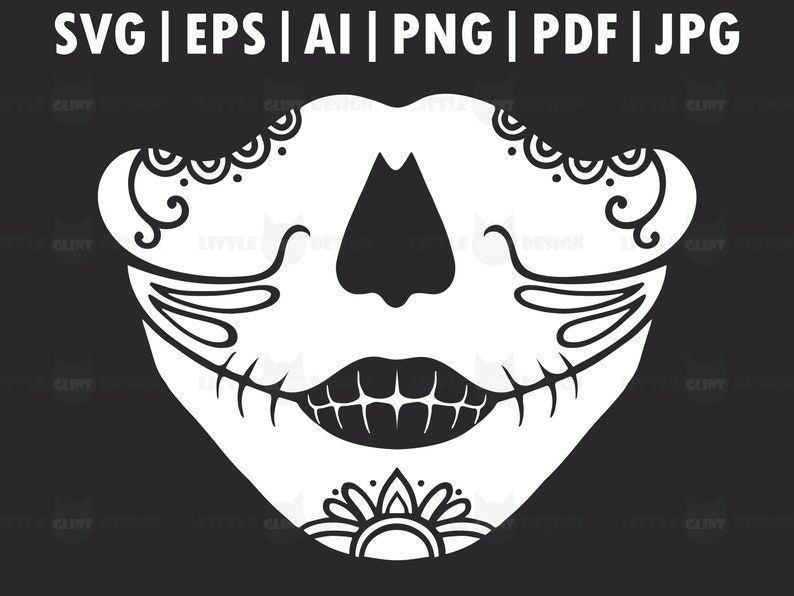 Skull Face Mask SVG halloween mask svg Skull Mask Clip Art | Etsy