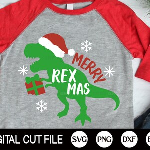 Merry Rex Mas SVG, Christmas Dinosaurs, Rex Santa SVG, Trex Christmas ...