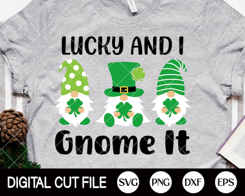 St Patrick's Day Svg, Lucky and I Gnome It Svg, Shamrock Svg, Clover ...