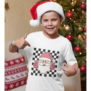 Checkered Peace Santa SVG, Retro Christmas Svg, Christmas Santa Png ...
