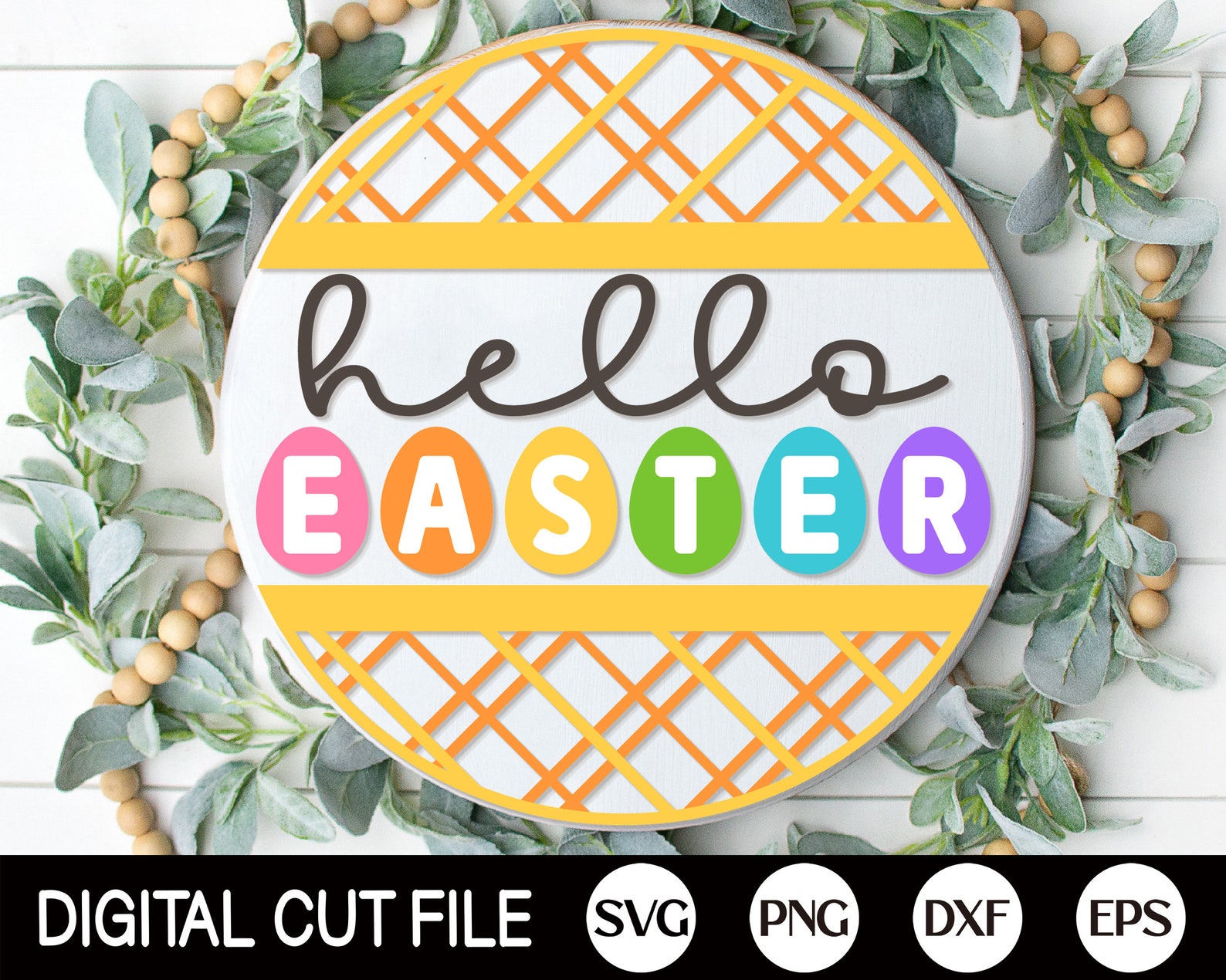 Easter Welcome Sign Bundle Round Door Hanger SVG Easter Sign - Etsy