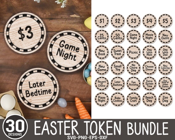30 Redeemable Easter Token SVG Kids Easter Laser Files | Etsy