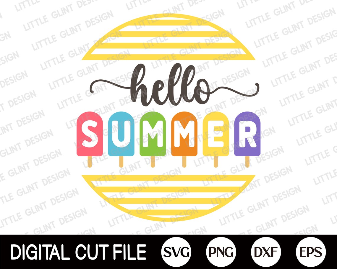 Hello Summer Welcome Sign Round Door Hanger SVG Summer Sign | Etsy