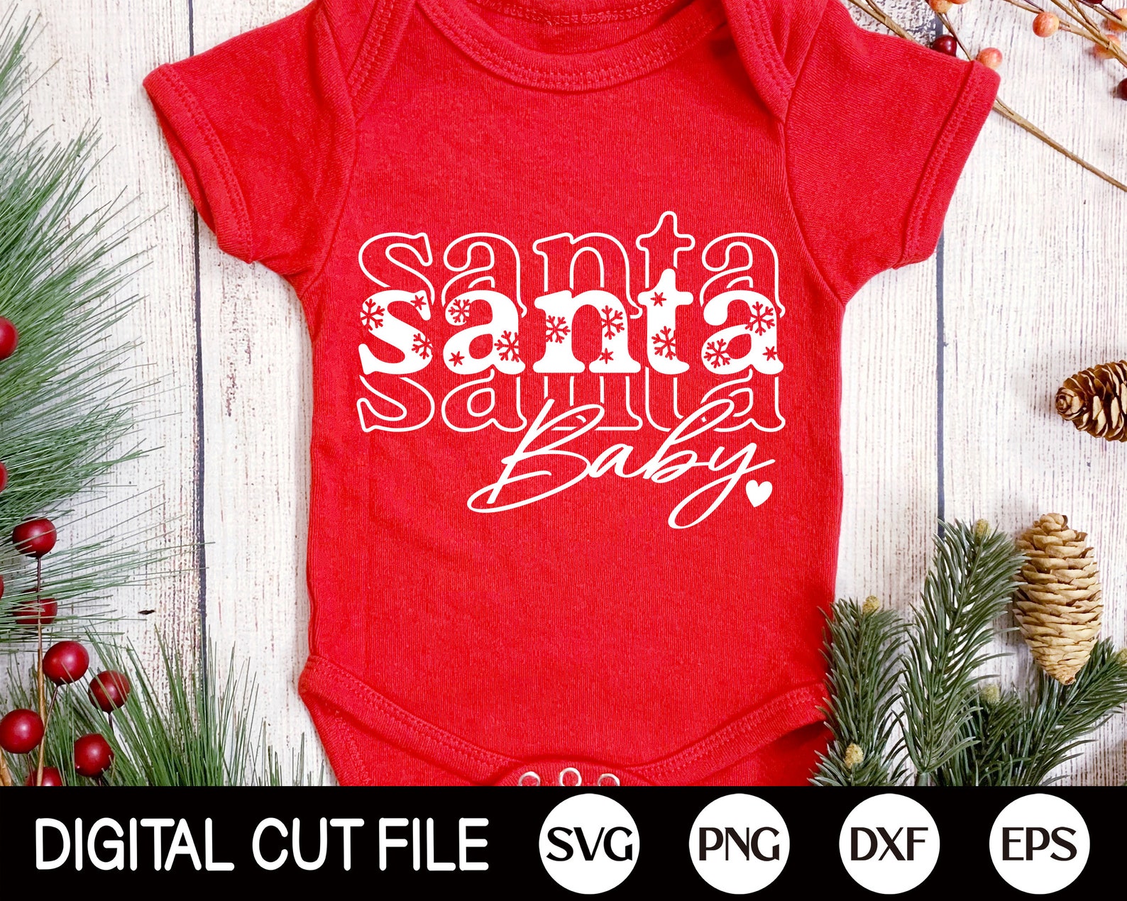 Santa Baby SVG, Christmas Vibes Svg, Funny Holiday, Retro Newborn Baby ...