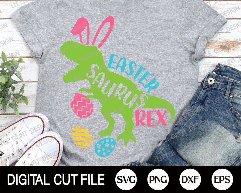 Easter Saurus Rex, Easter Svg, Easter Dinosaur, Bunny Saurus, Dinosaur ...