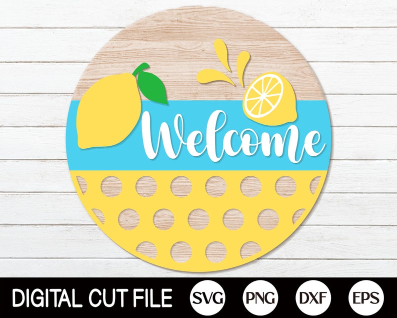 Summer Welcome Sign Round Door Hanger Svg Summer Sign Svg Etsy