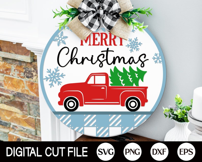 Christmas Vintage Truck Welcome Sign SVG Christmas Tree Door - Etsy