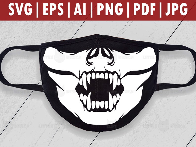 Skull Face Mask SVG Vampire Teeth Svg Halloween Mask Svg | Etsy