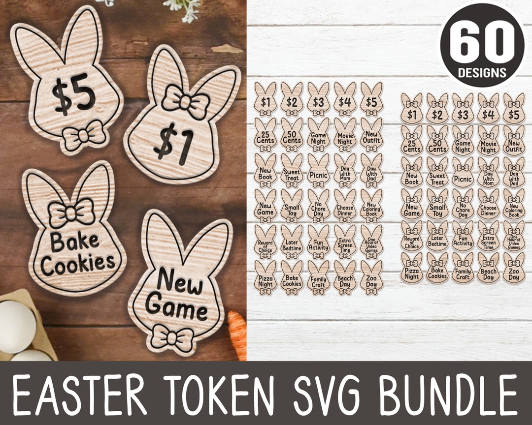 60 Redeemable Easter Token SVG, Kids Easter Laser Files, Easter Coin ...