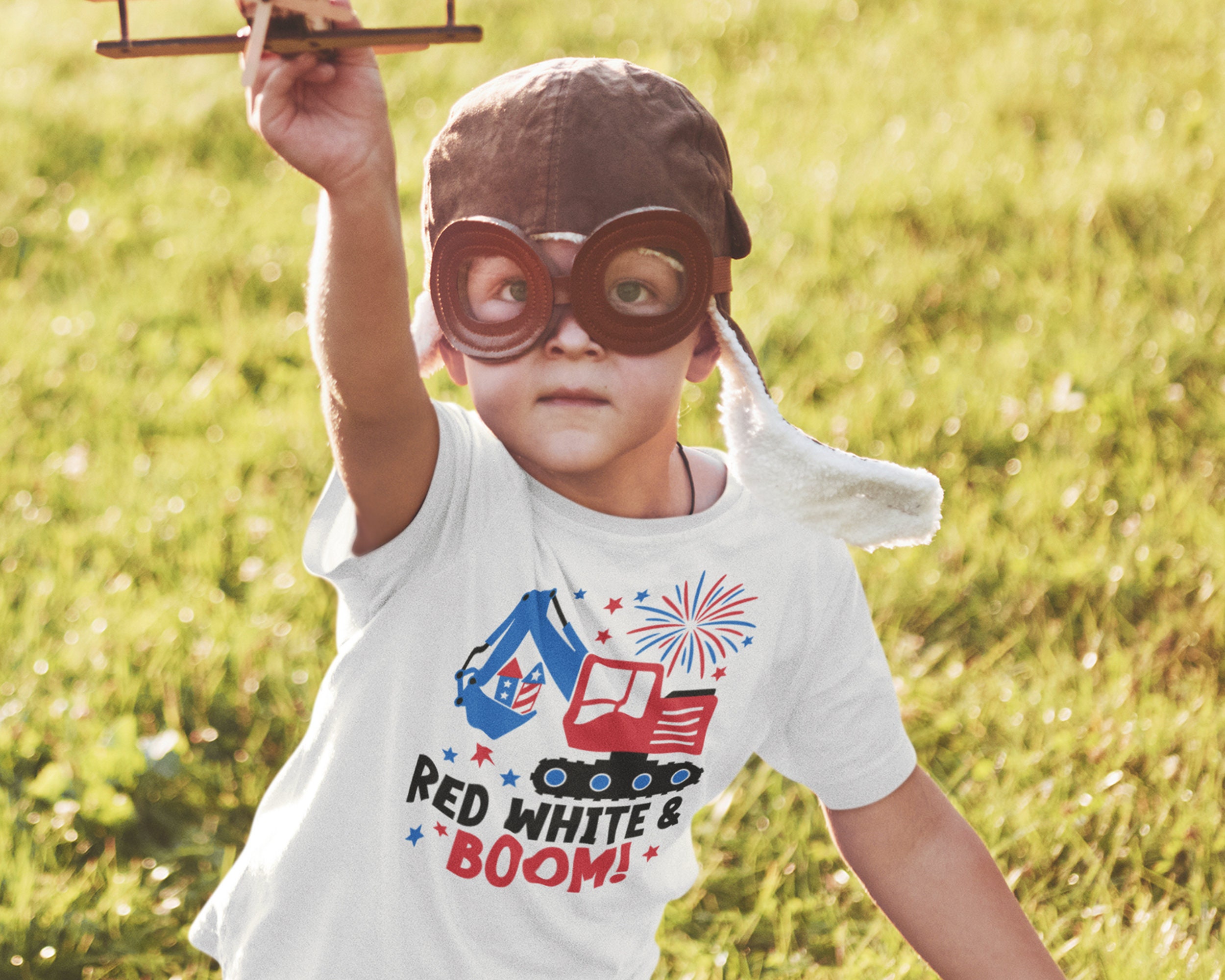 Red White and Boom SVG 4th of July Svg Excavator Svg - Etsy