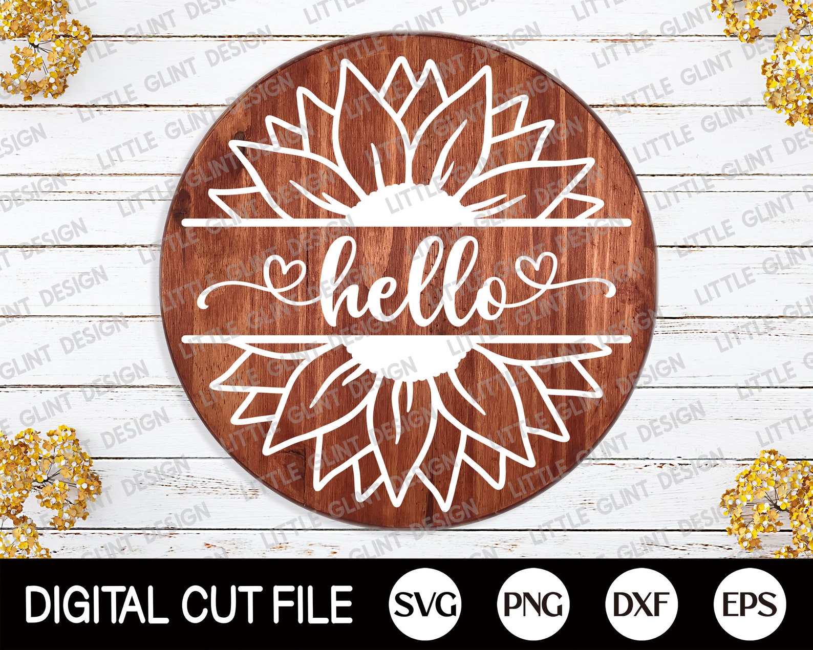 Hello Sunflower SVG Sunflower Monogram Fall Welcome Sign - Etsy