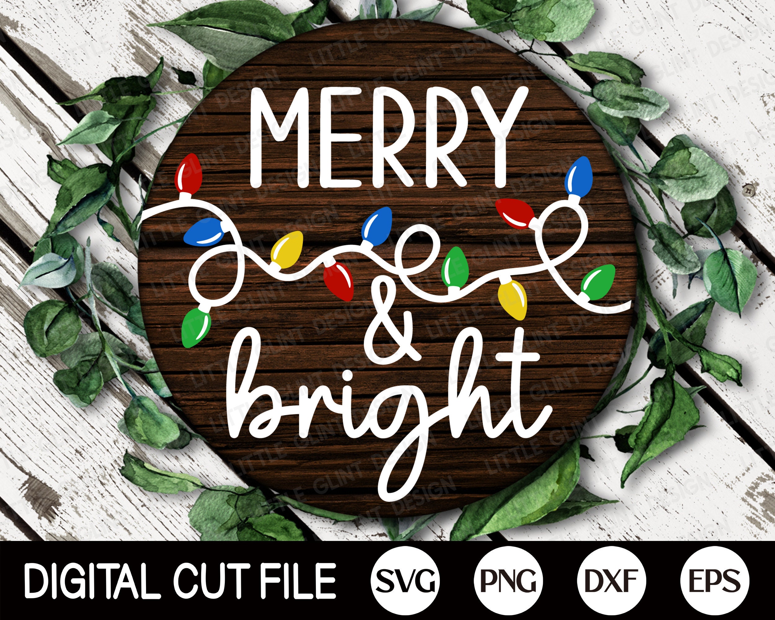 Round Christmas Sign SVG Bundle, Christmas Door Sign, Christmas Bright ...