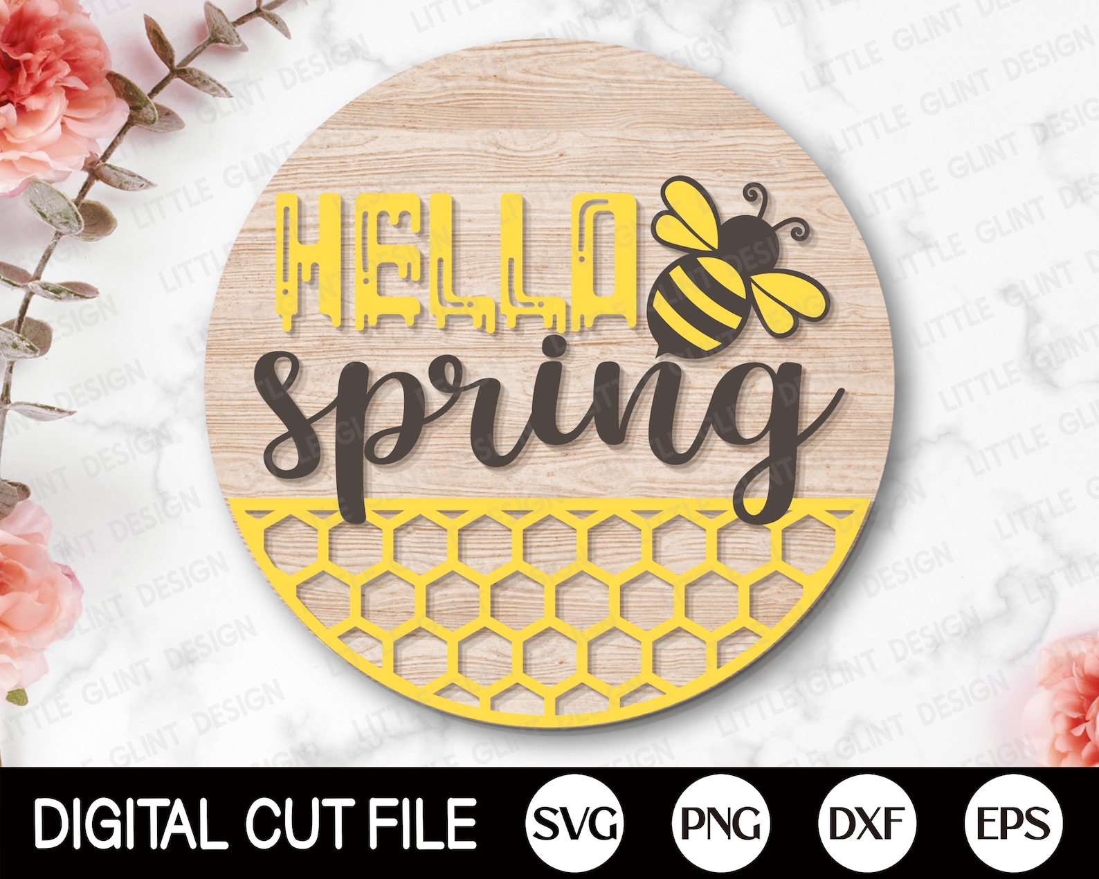 Hello Spring Welcome Sign SVG Round Door Hanger SVG Spring - Etsy