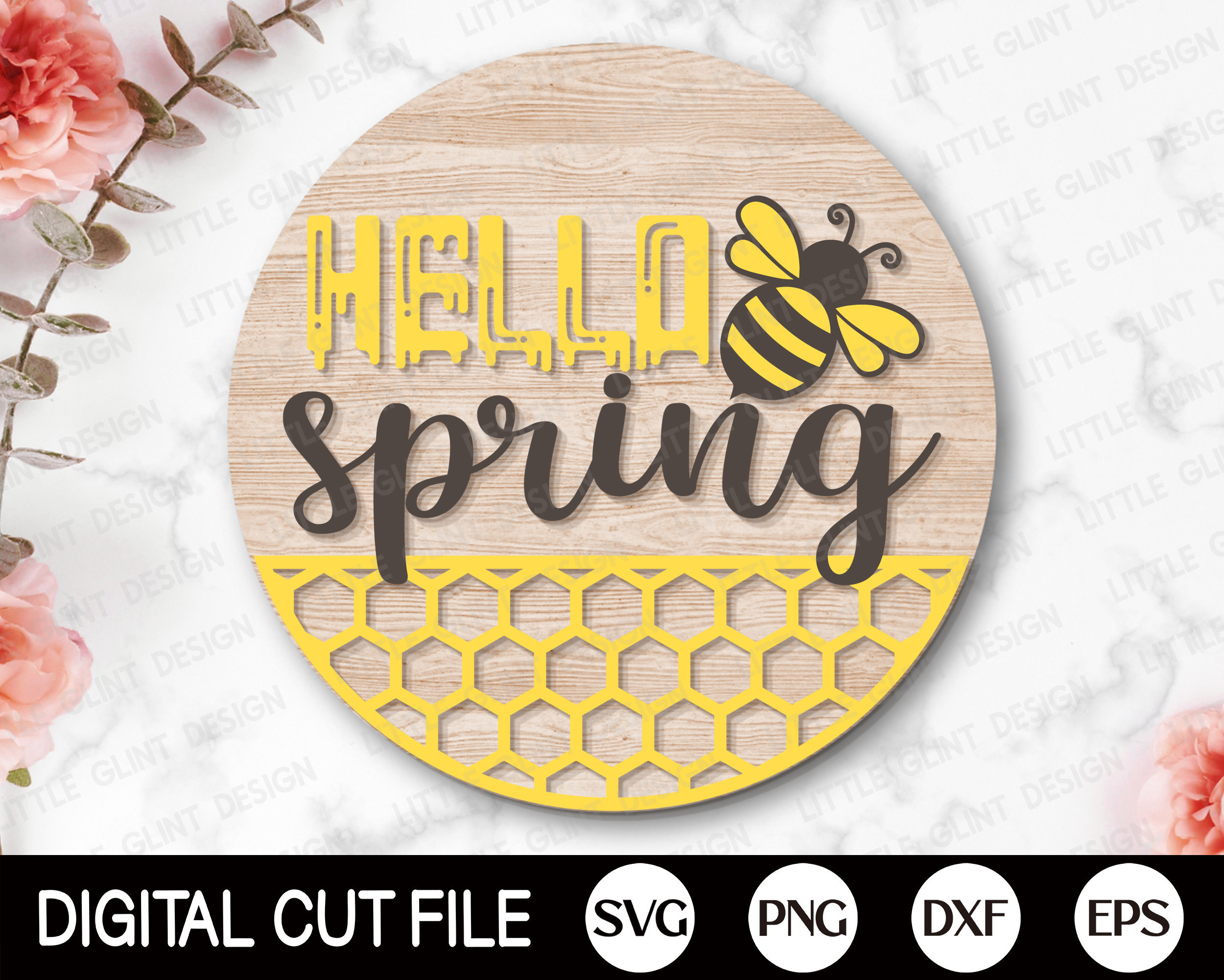 Hello Spring Welcome Sign SVG Round Door Hanger SVG Spring - Etsy