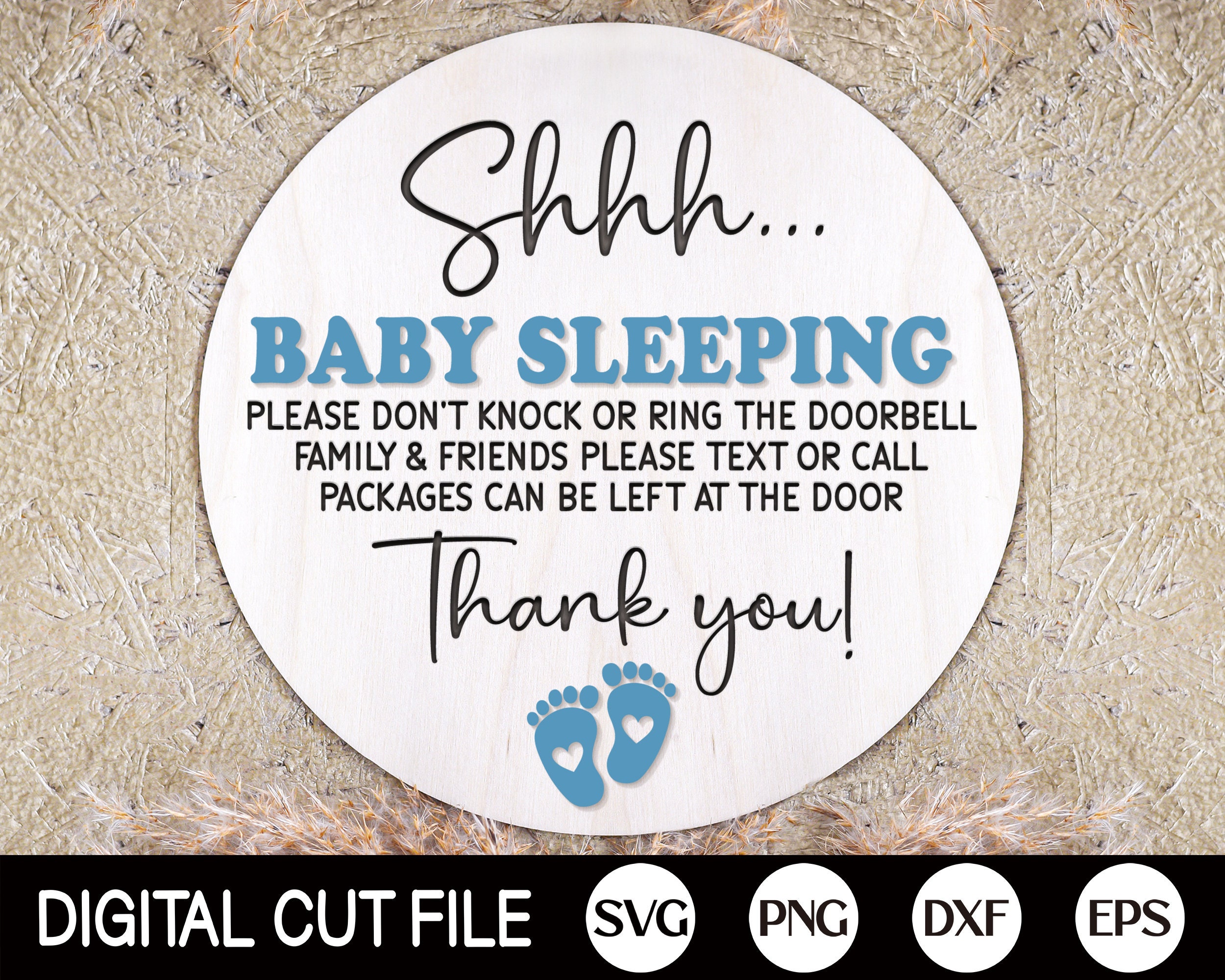 Baby Sleeping Welcome Sign SVG, Round Door Hanger SVG, Don't Ring ...
