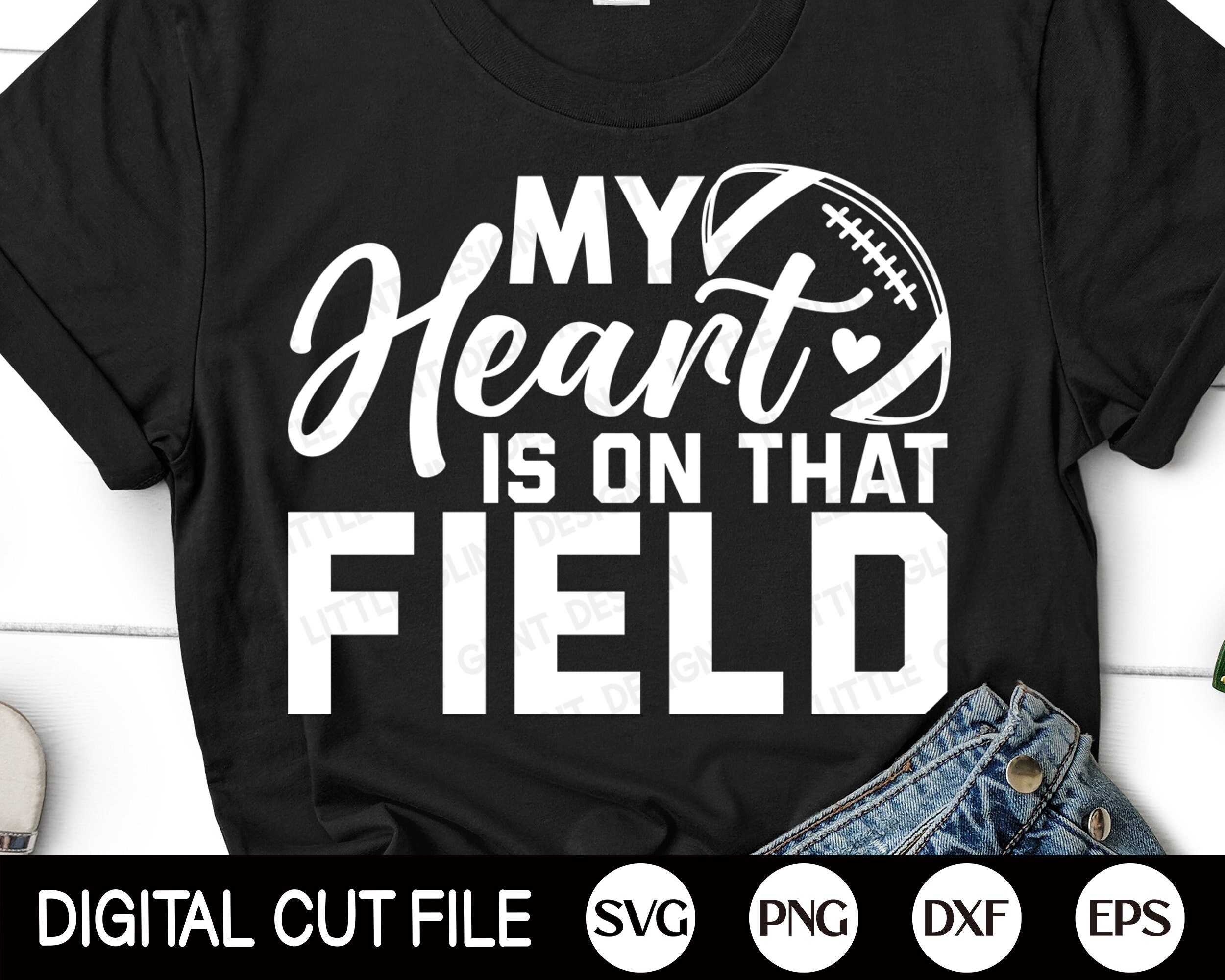 My Heart Is On That Field Svg Football Heart Svg Football Etsy