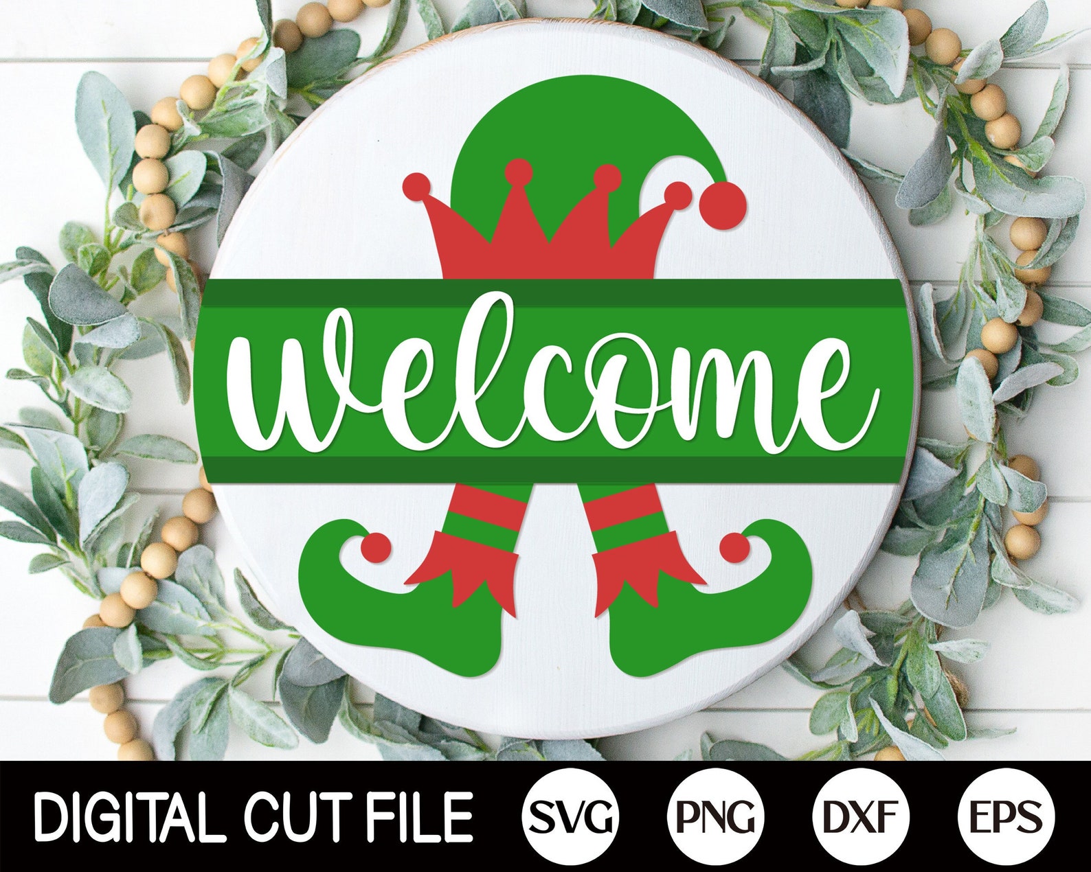 Elf Round Welcome Sign SVG, Christmas Door Hanger SVG, Elf Svg, Elf ...