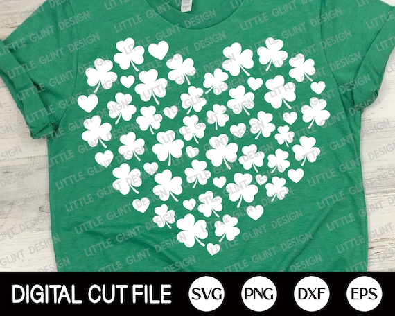 St Patricks Day Svg Heart Shamrock Svg Heart Clover Svg | Etsy