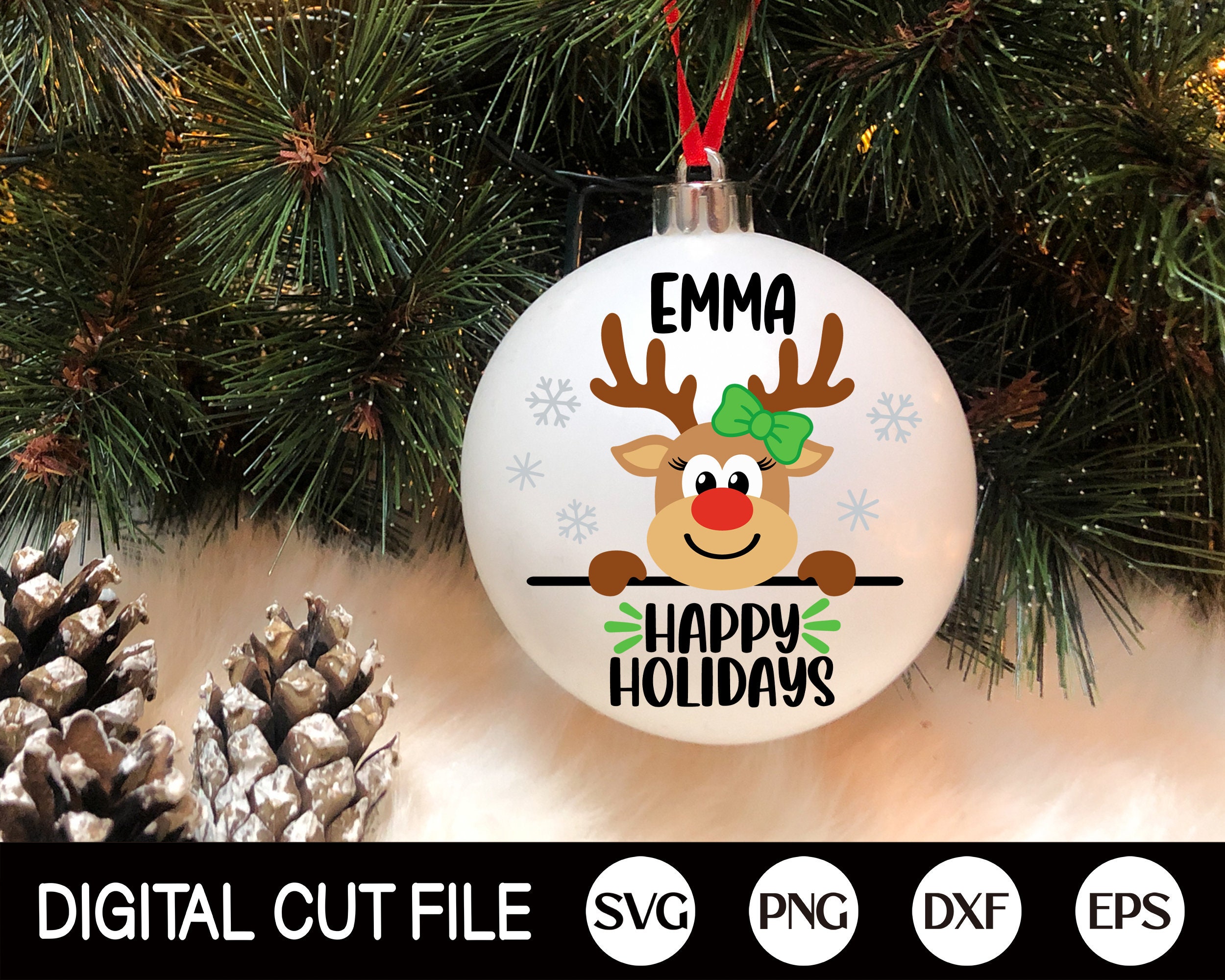 Reindeer Christmas Ornament SVG Bundle Reindeer Boy Reindeer | Etsy
