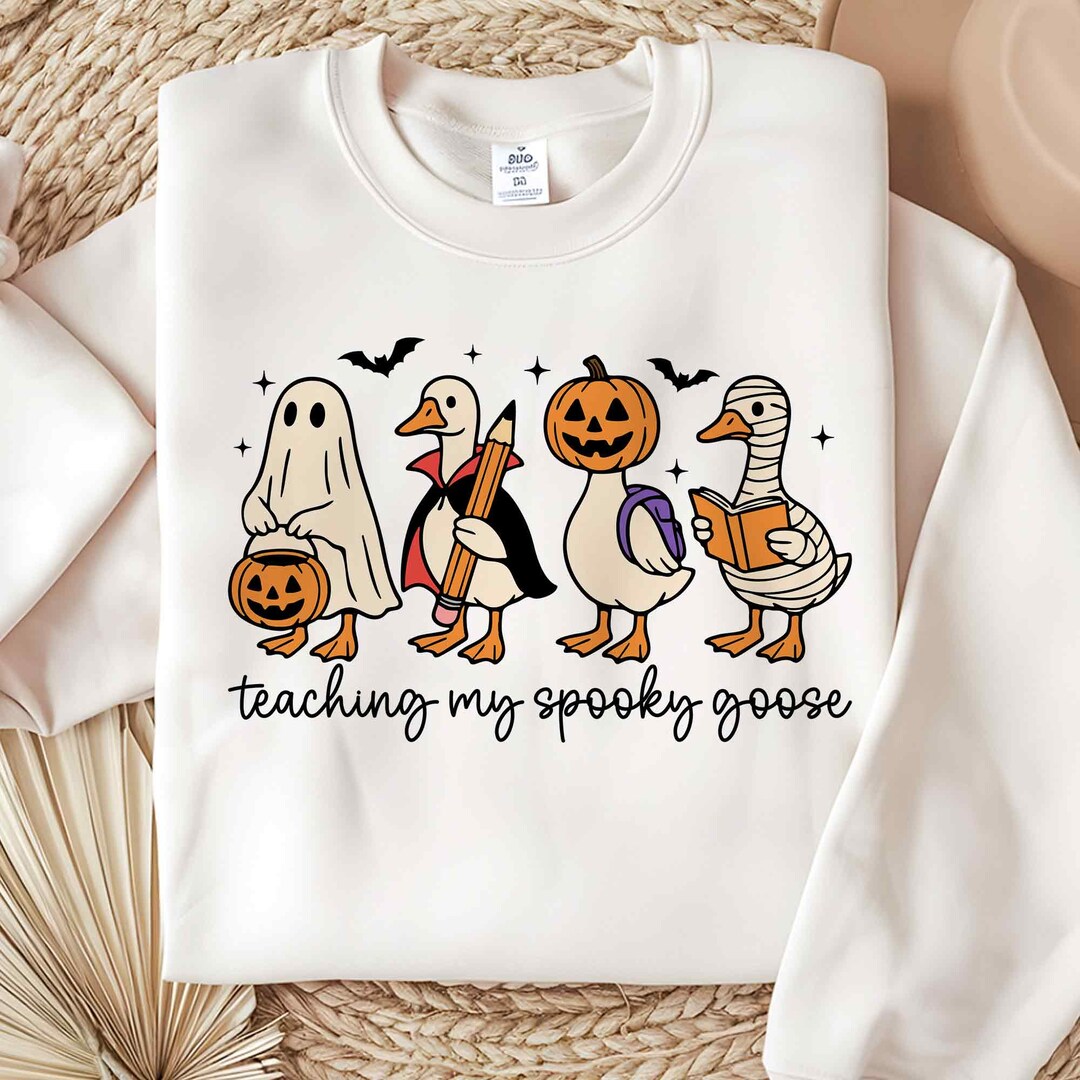 Teaching My Spooky Goose SVG PNG, Funny Halloween Goose Svg, Halloween ...