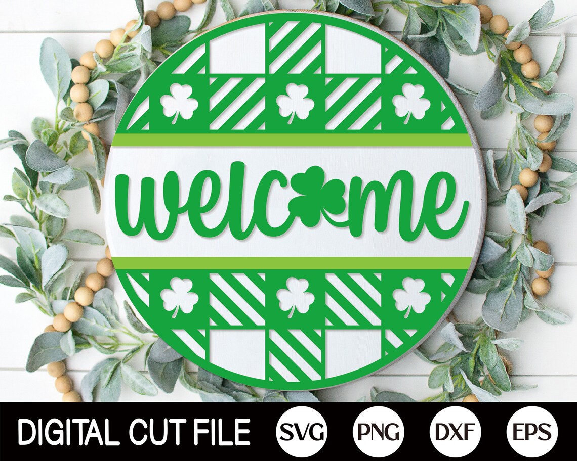 St Patricks Day Welcome Sign Bundle, Door Hanger SVG, St Patrick ...