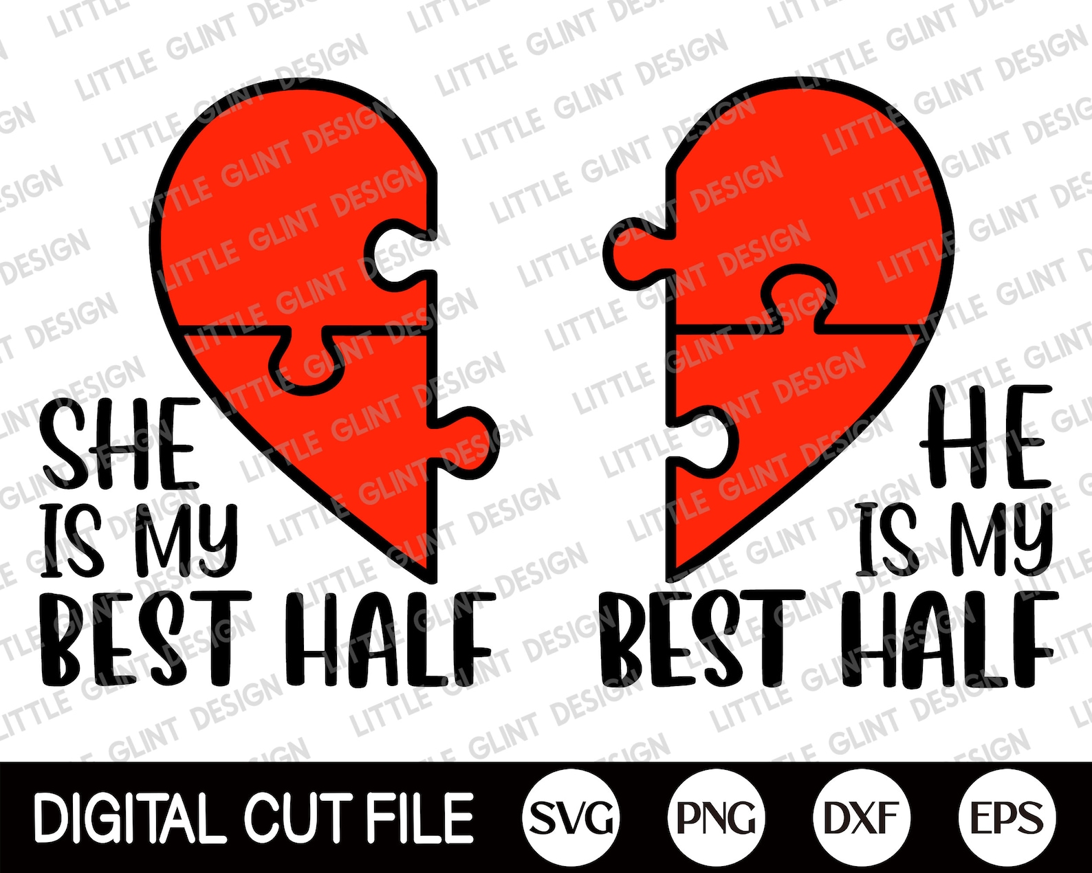 She is My Best Half SVG, Valentine Couple SVG, Valentine's Day Svg ...