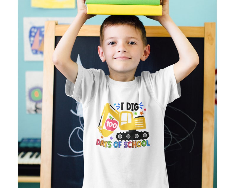I Dig 100 Days of School SVG, 100 Days SVG, School Excavator Png ...