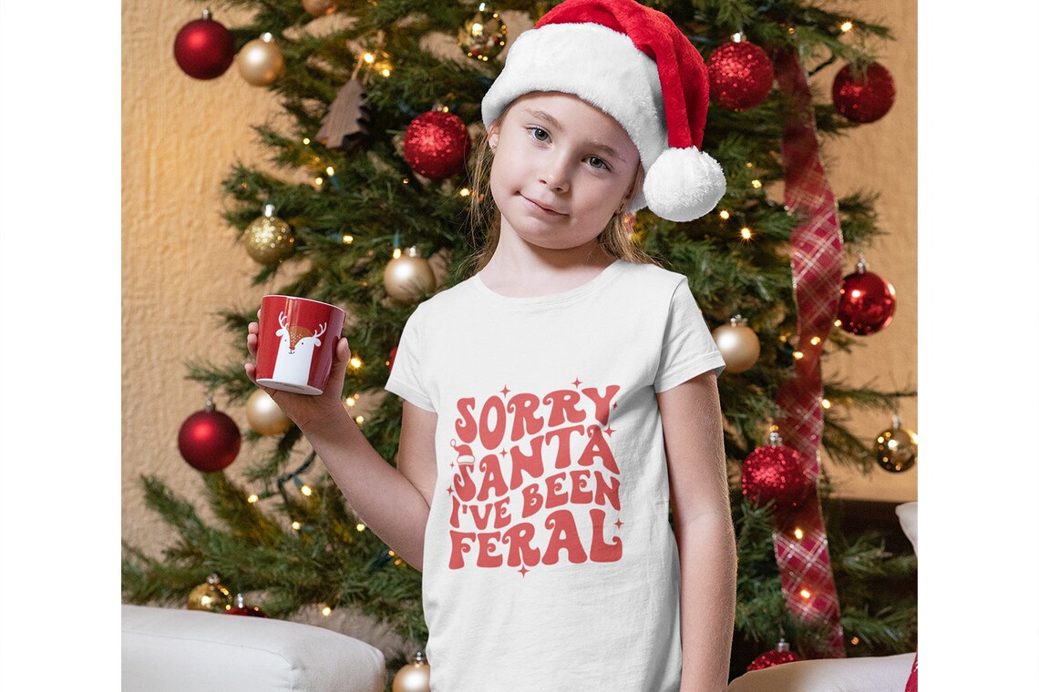 Sorry Santa I've Been Feral Svg, Retro Christmas SVG, Holiday Quotes ...