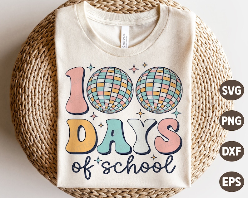 Disco Ball 100 Days of School SVG, Groovy 100 Days SVG, Retro 100 Days ...