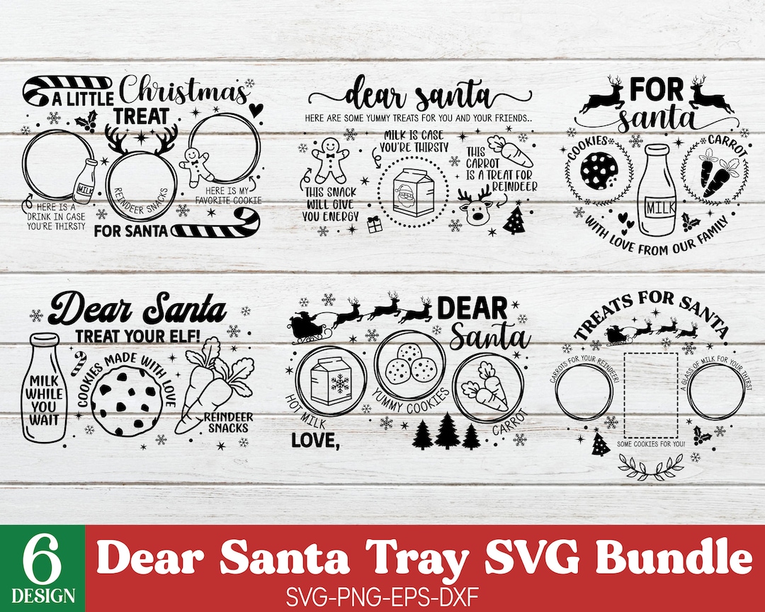 Dear Santa Tray SVG Bundle, Christmas Svg, Dear Santa Plate Svg ...