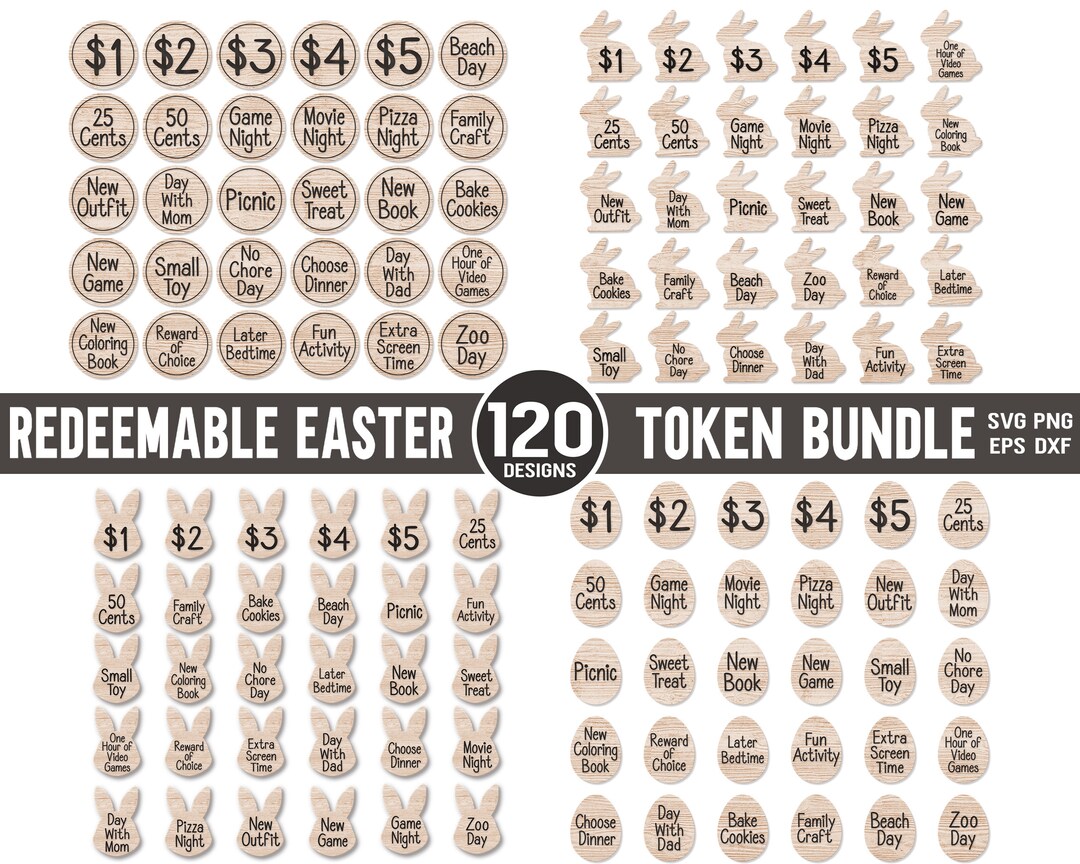 Redeemable Easter Token SVG, Easter Laser Files, Easter Coin SVG ...